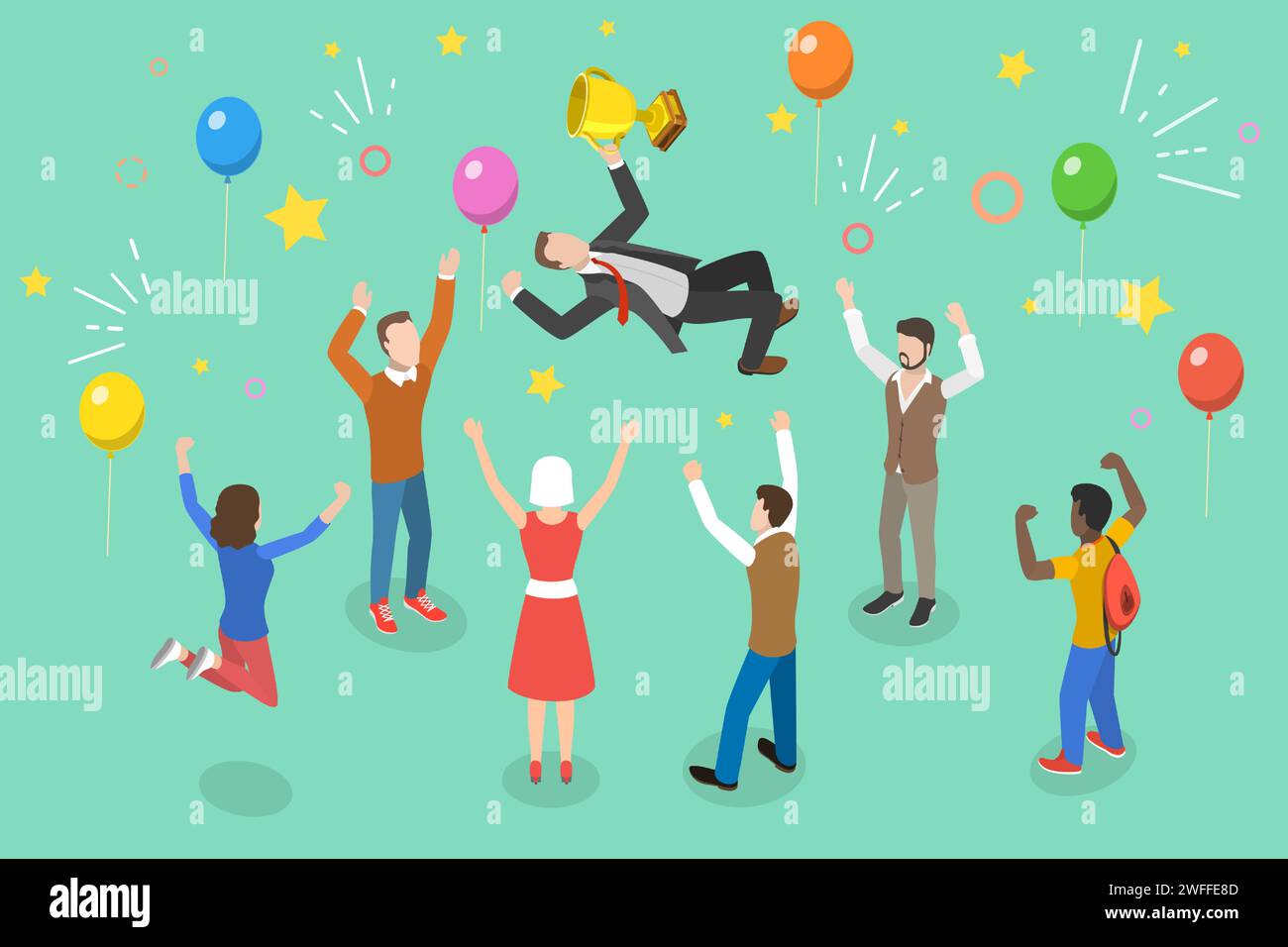 3D Isometric Flat Vector Conceptual Illustration of Group of People are ...
