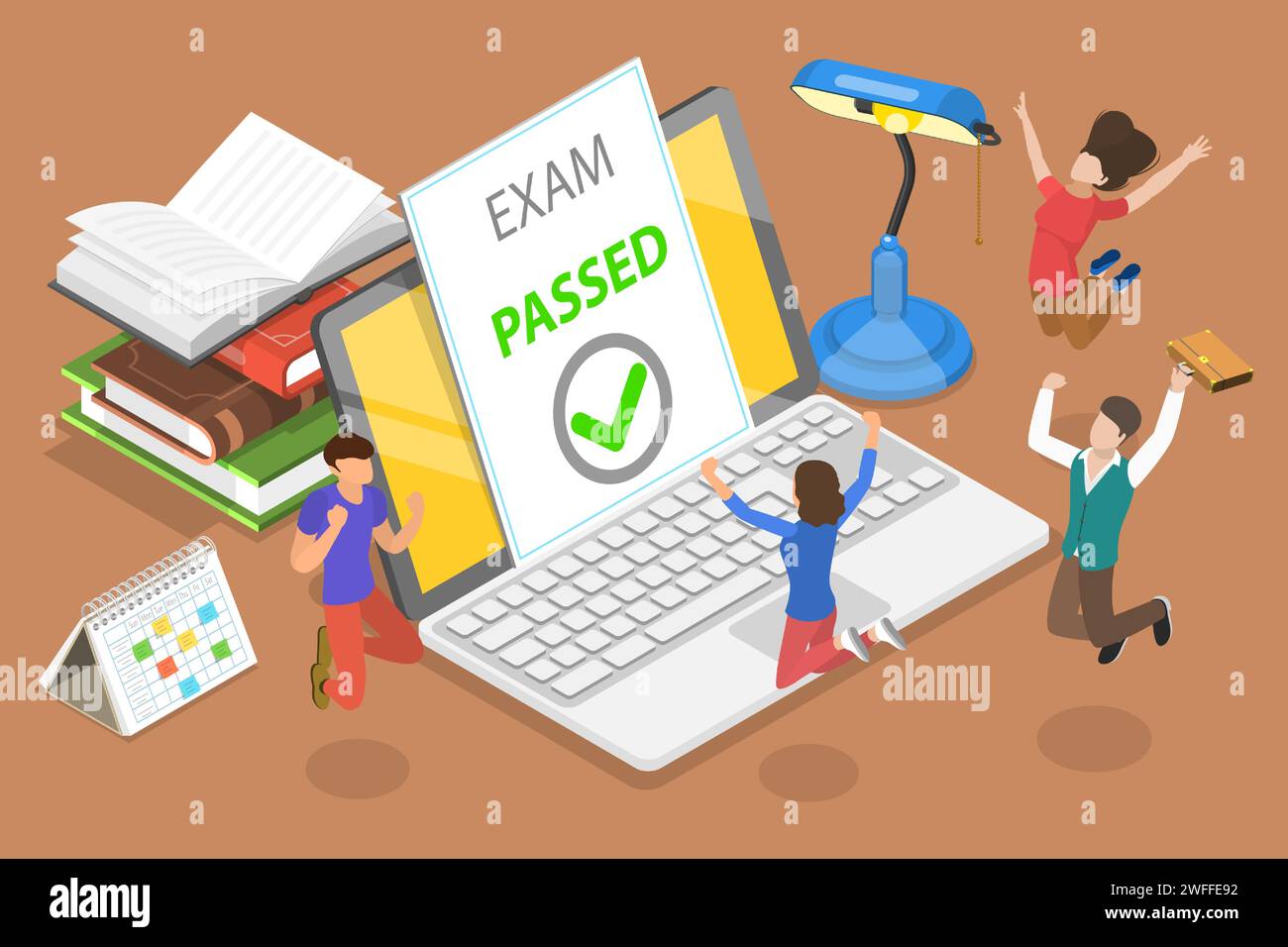 3D Isometric Flat Vector Conceptual Illustration of Passed Online Exam ...