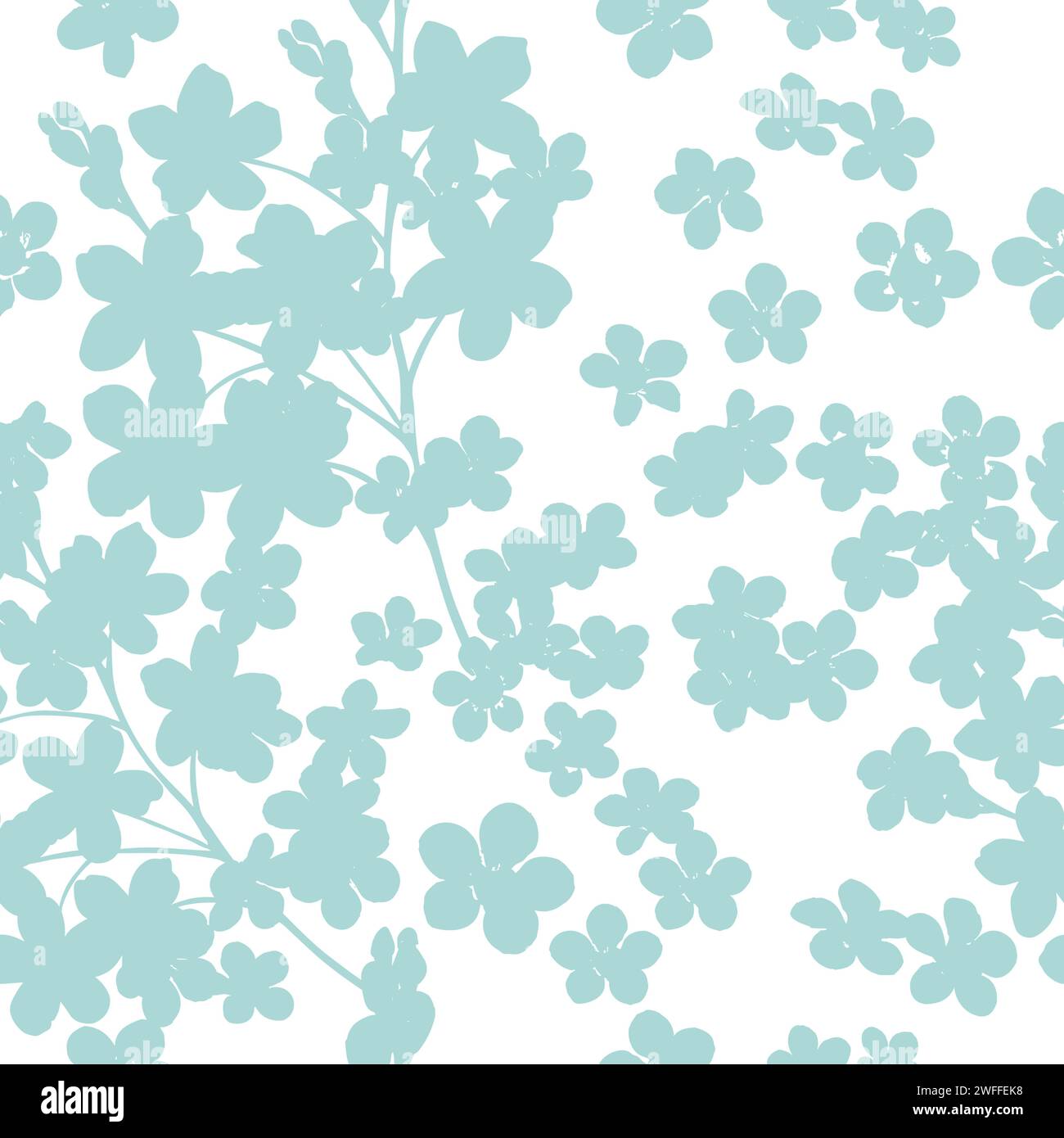 Seamless background with small blue flowers. hand drawing. Not AI ...