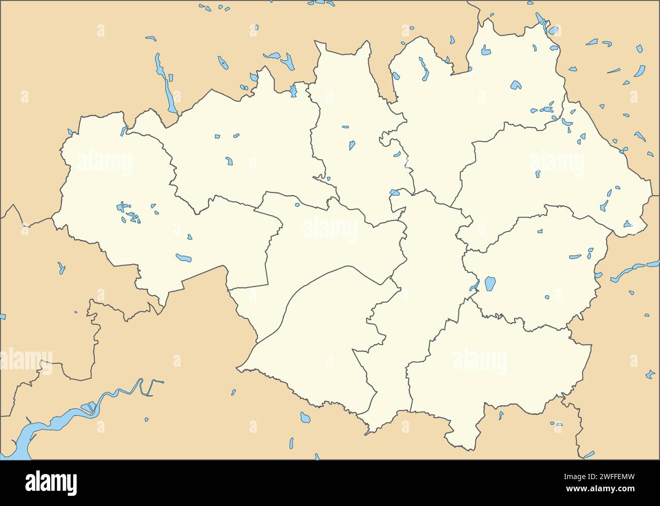 Beige metropolitan boroughs map of GREATER MANCHESTER, ENGLAND Stock ...
