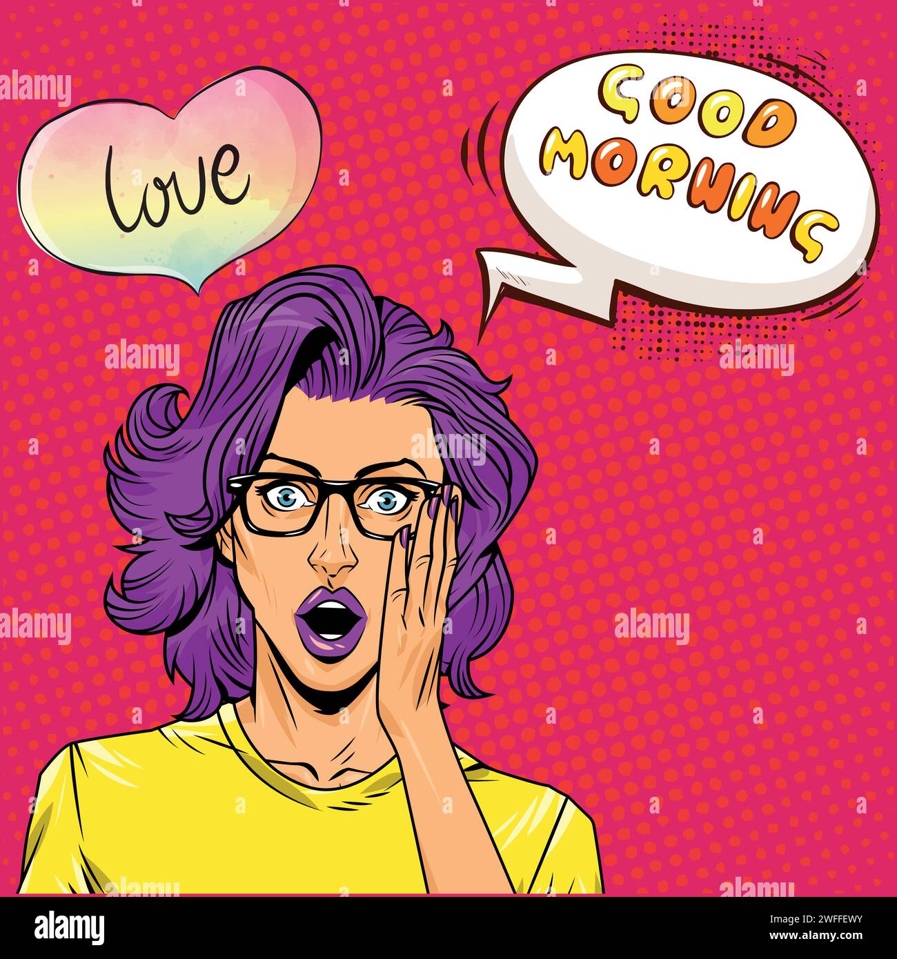 Beautiful Woman Wow Pop Art Style Vector Image Stock Vector Image And Art