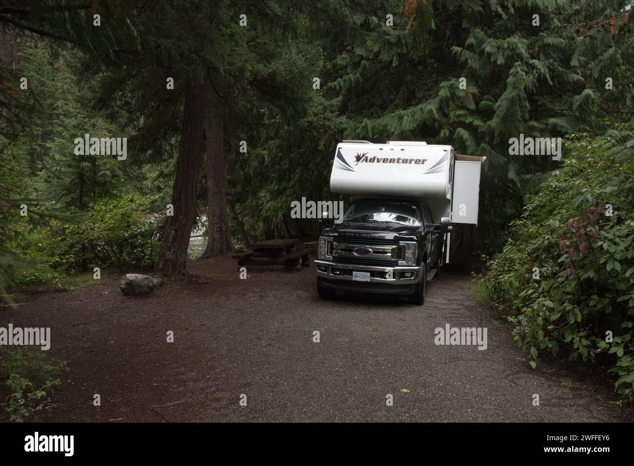 Campervan parking at the banks of Cayosh Creek in Lillooet Land ...