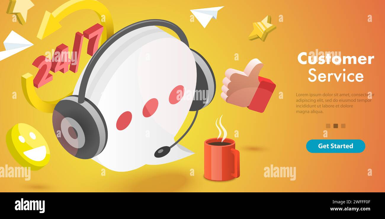 3D Isometric Flat Vector Conceptual Illustration of Customer Service, Call Center, User Support ...