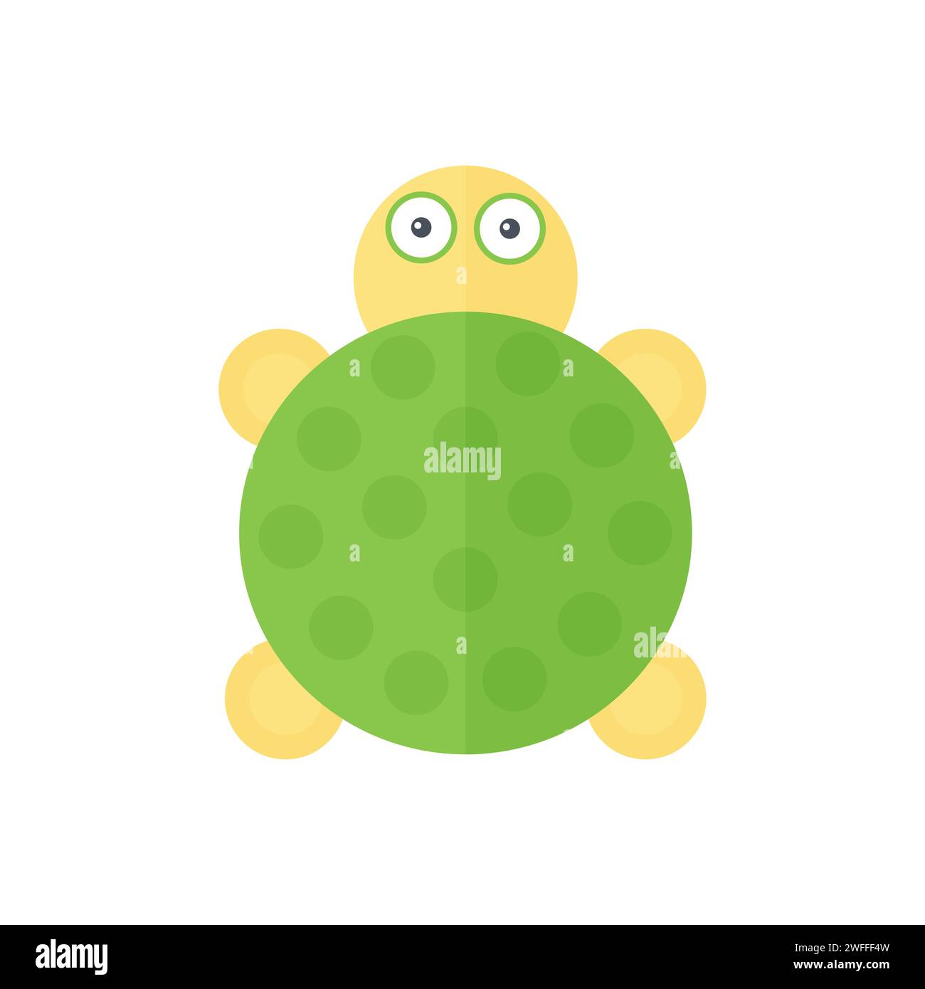 Cute turtle with round green shell, funny animal from geometric shapes ...
