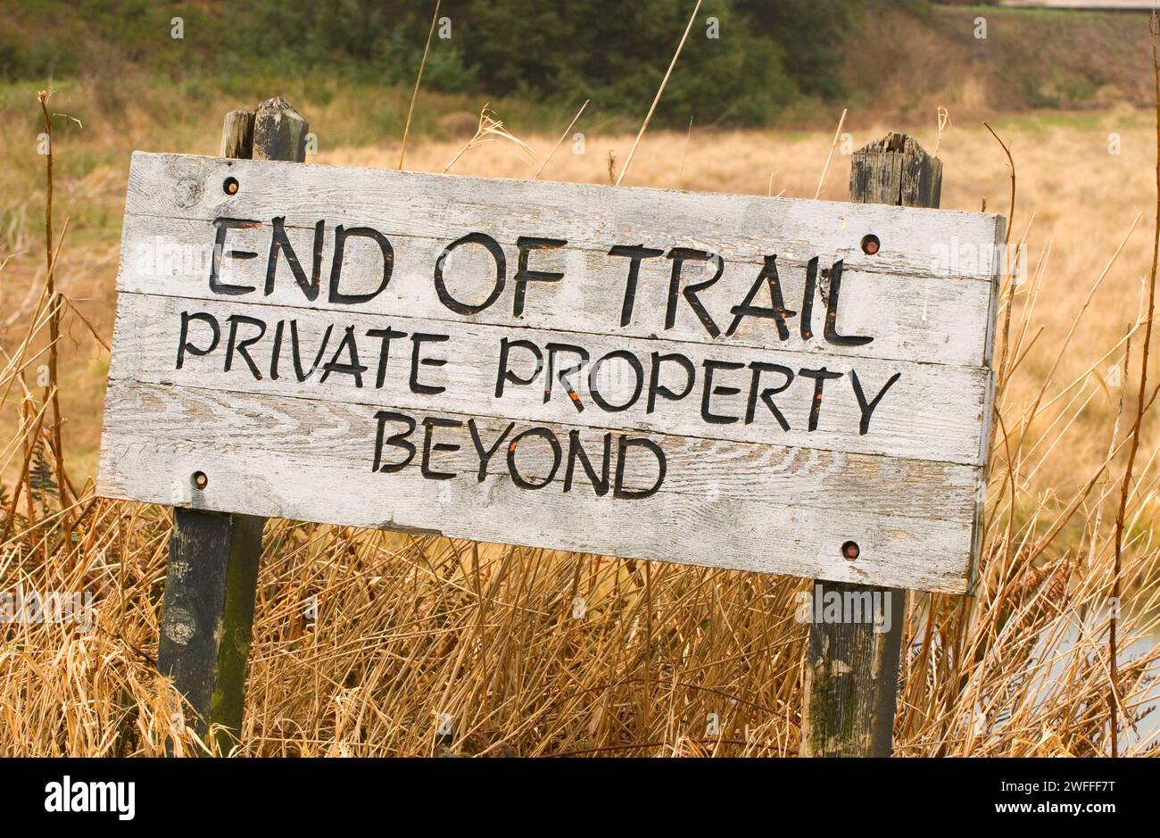 End of Trail sign, Salishan Natural Trail, Lincoln City, Oregon Stock ...