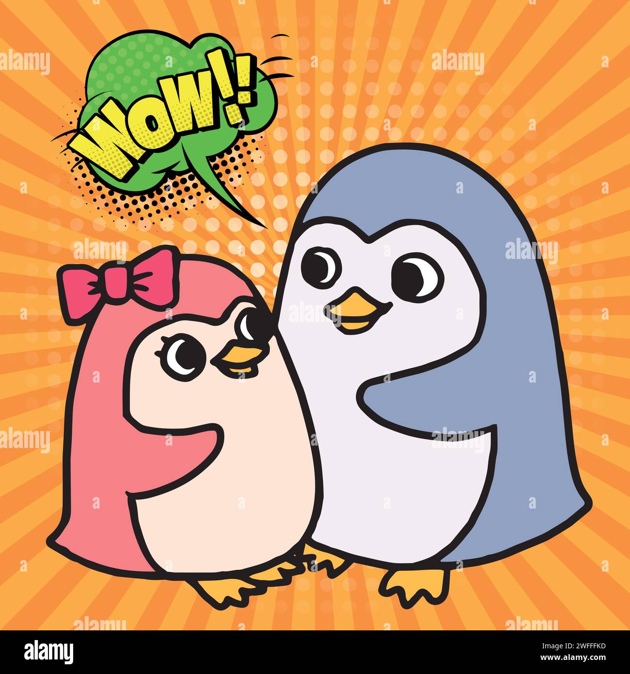 Penguin love pop art style Valentines day pop art Stock Vector Image ...