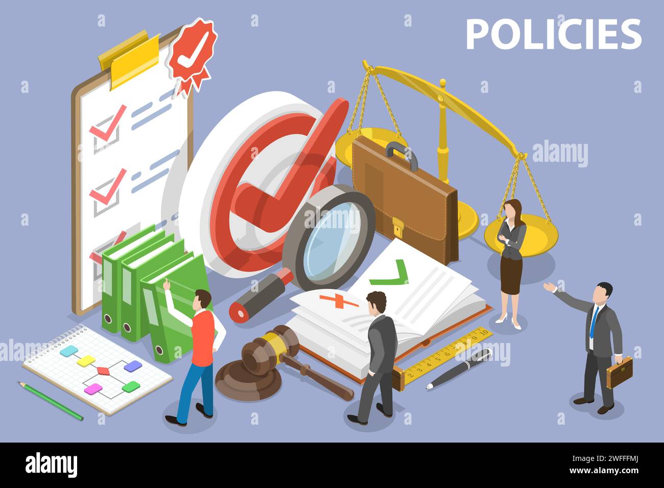 3D Isometric Flat Vector Conceptual Illustration of Policies ...