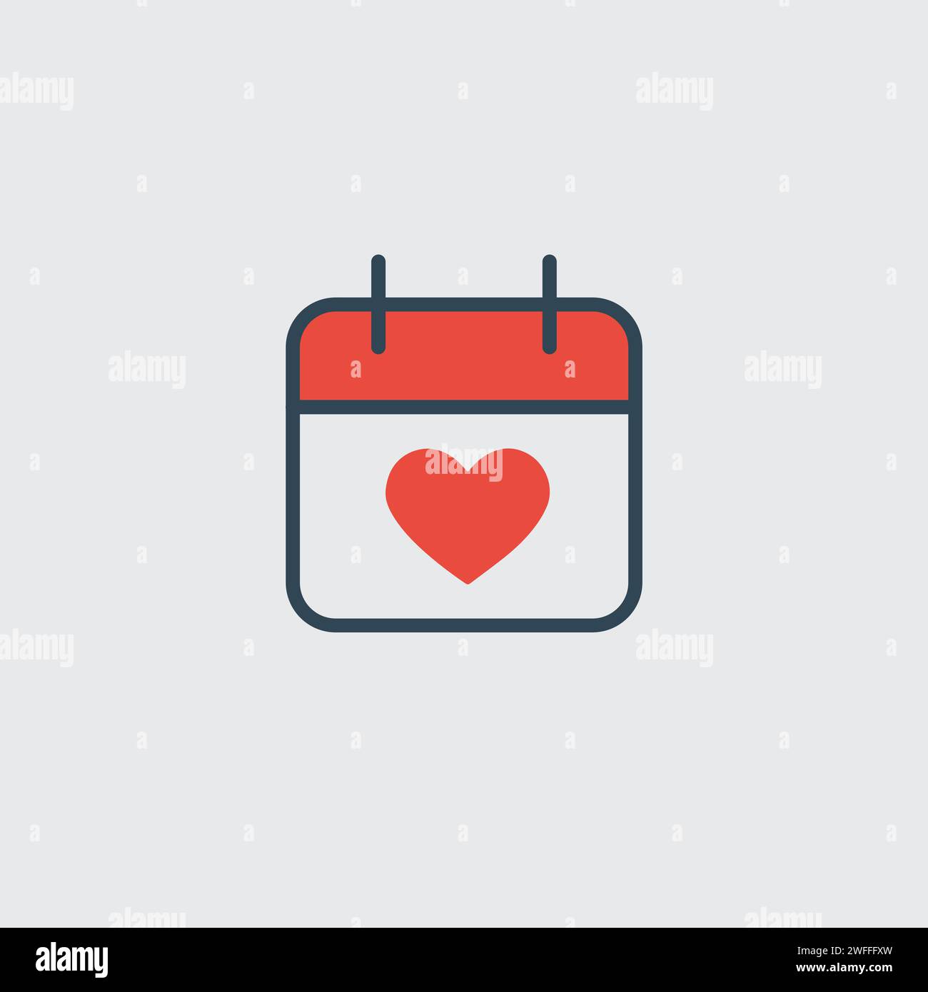 Calendar with heart icon, favorite day, save the date icon. Stock ...