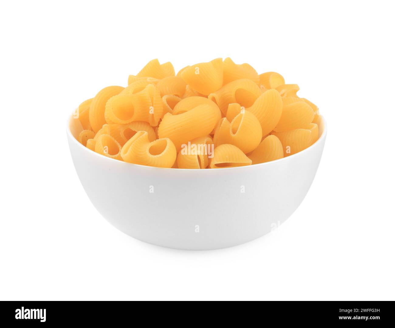 Raw macaroni pasta in bowl isolated on white Stock Photo - Alamy