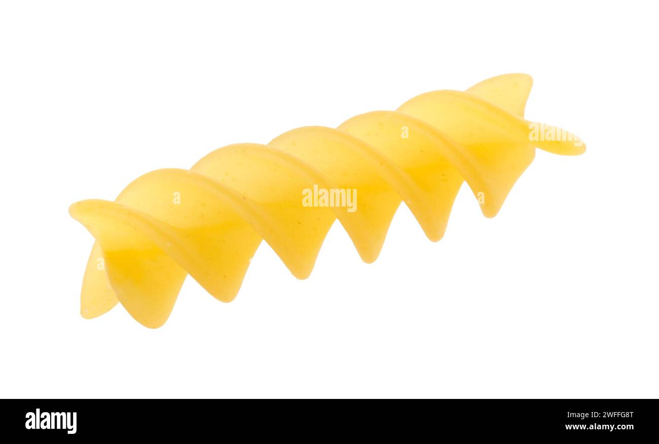 One piece of raw fusilli pasta isolated on white Stock Photo - Alamy