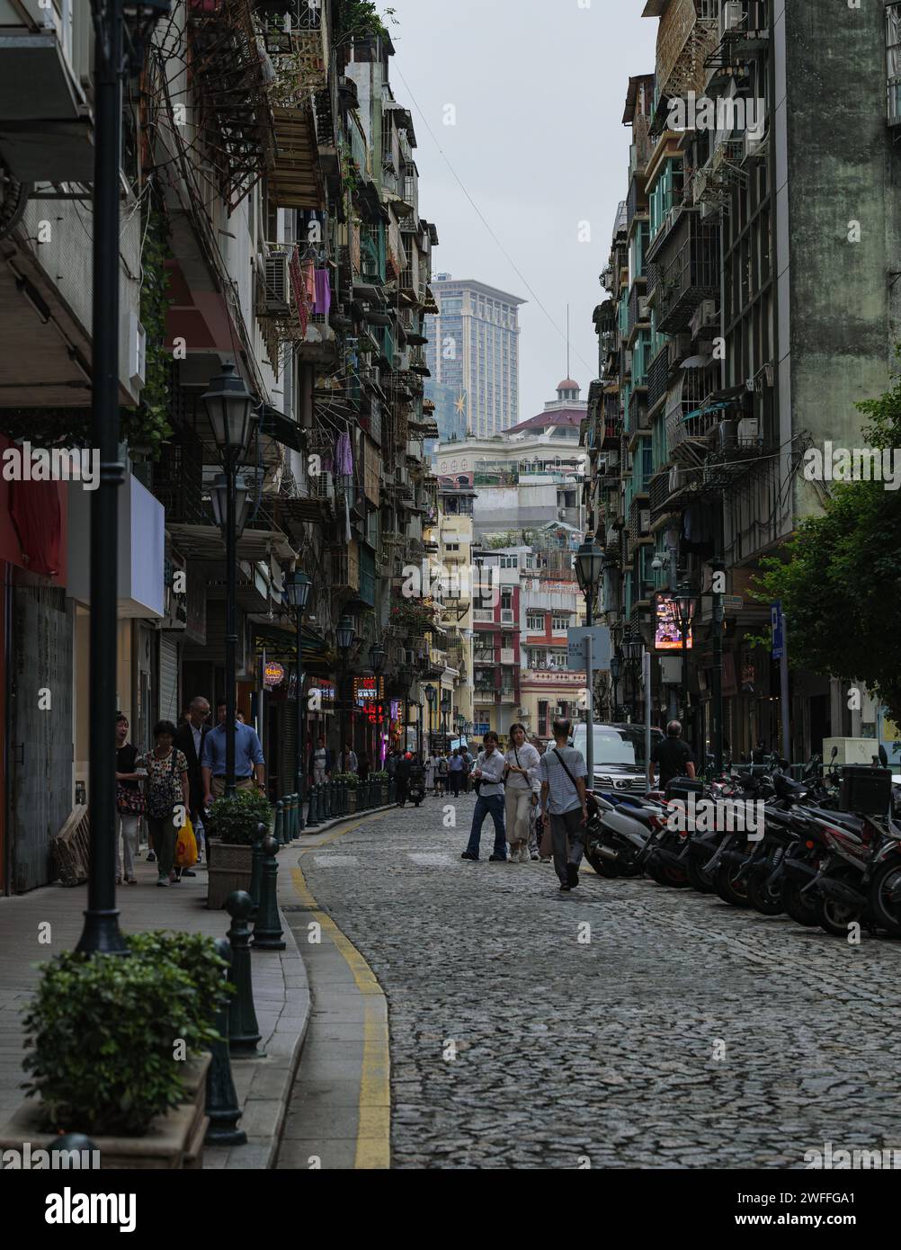 Macao China 11.10.2023. Macau street photography people and buildings ...