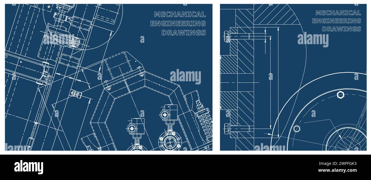 Blueprint, Sketch. Engineering illustration set. Cover, flyer, banner ...