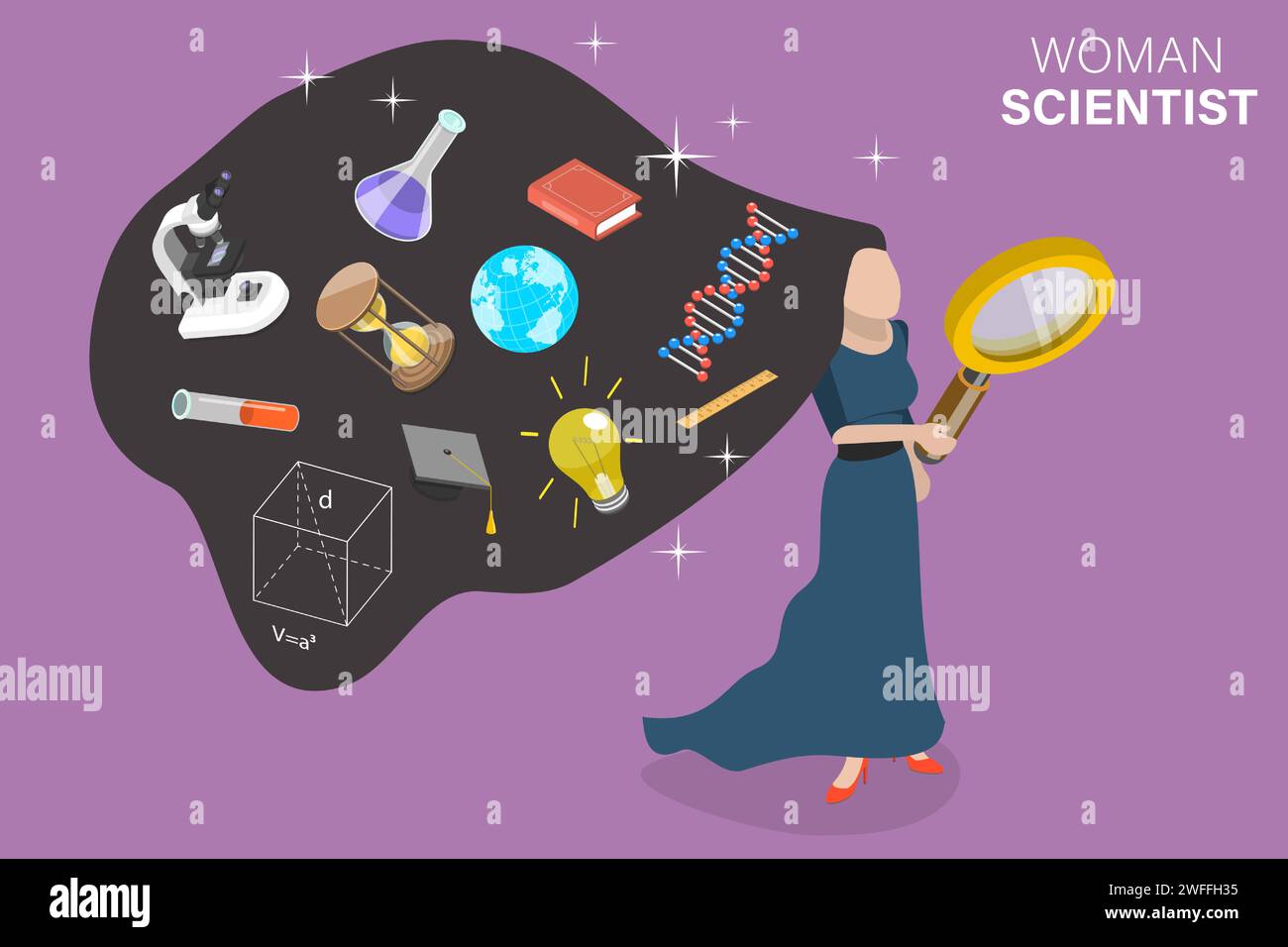 Women in science cartoon hi-res stock photography and images - Alamy