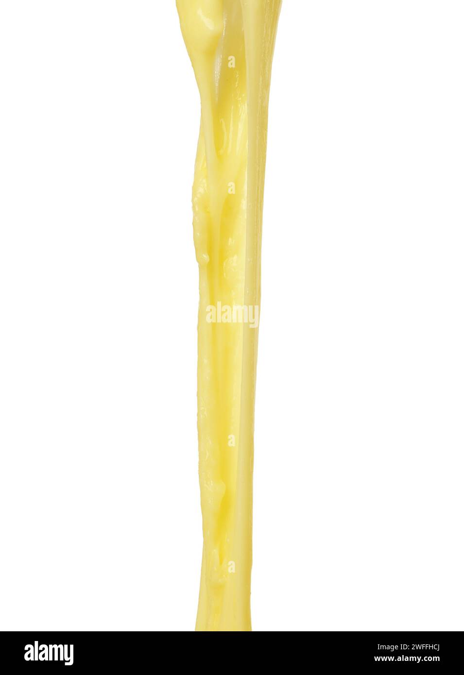 Stretching delicious melted cheese isolated on white Stock Photo - Alamy