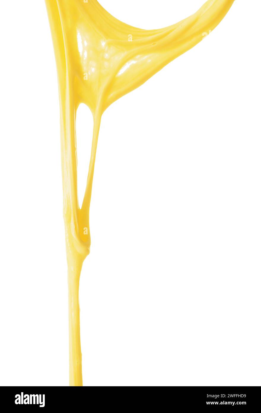 Stretching delicious melted cheese isolated on white Stock Photo - Alamy