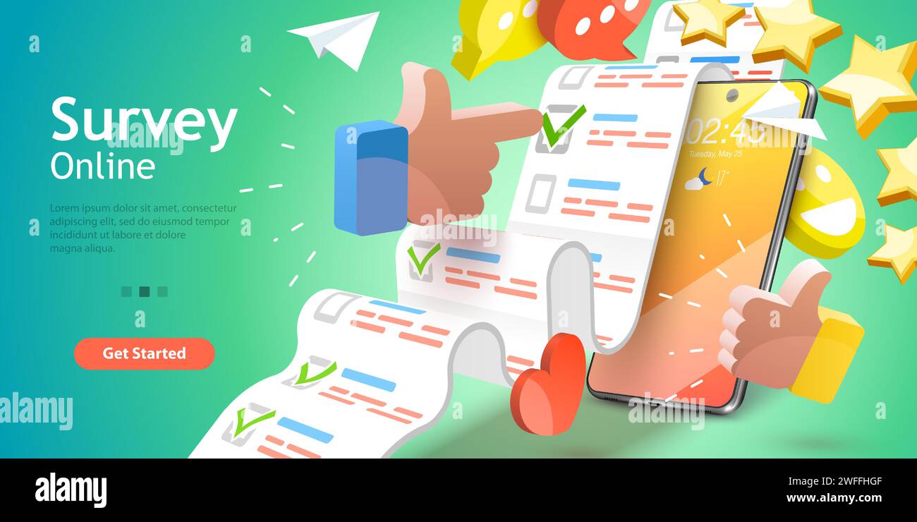 3D Conceptual Illustration of Online Survey, Customer Rating and ...