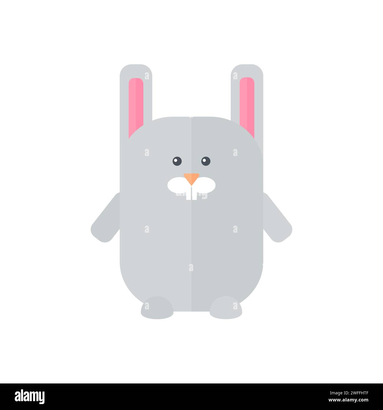 Cute rabbit with long ears, gray bunny, childish simple funny pet ...