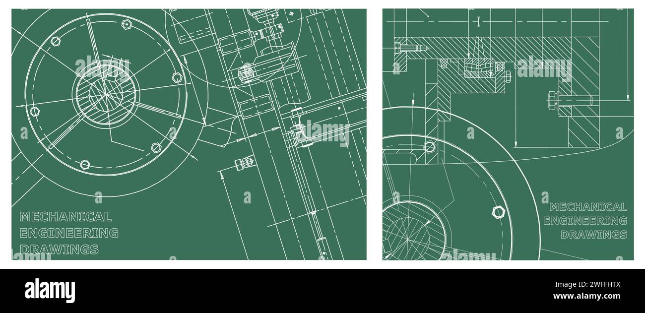 Blueprint. Engineering illustration set. Technical Design. Instrument ...