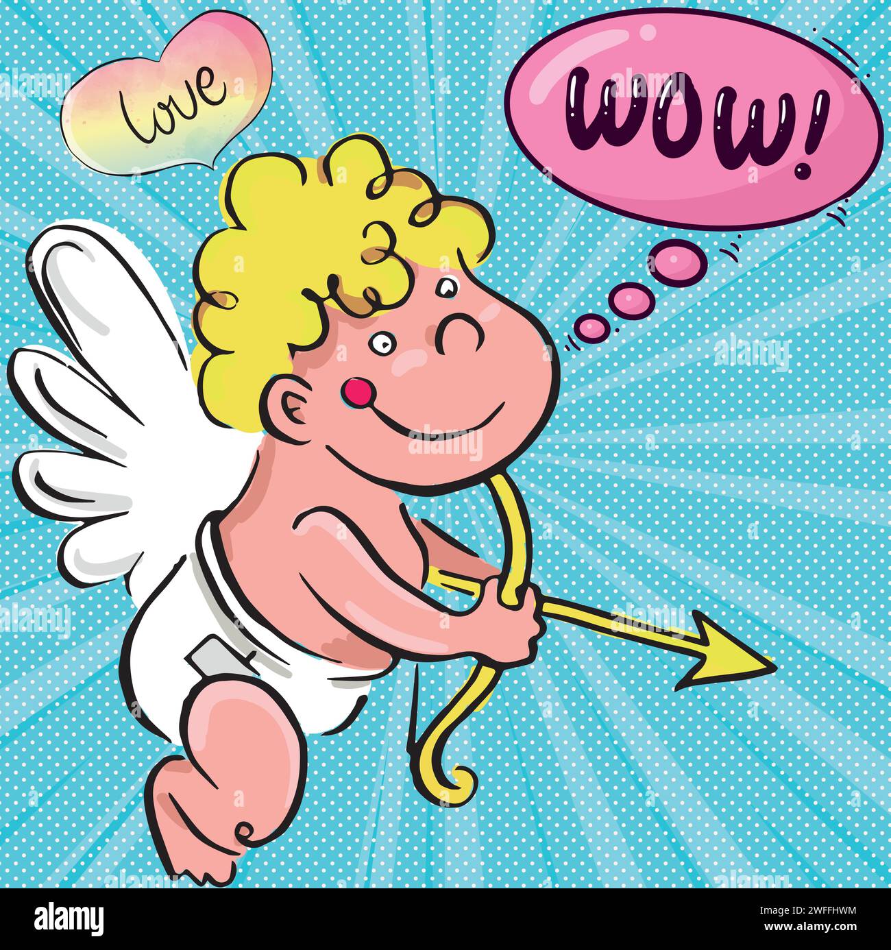 cute cupid love cartoon pop art style vector image Stock Vector Image ...