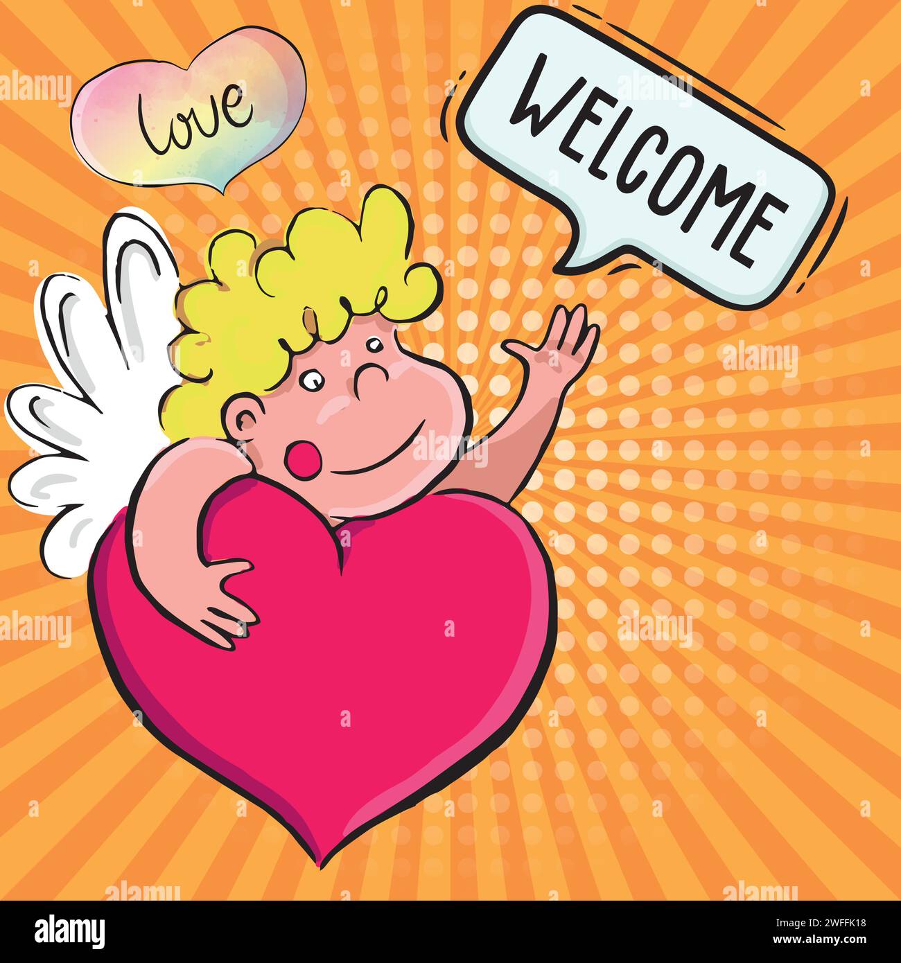 cute cupid love cartoon pop art style vector image Stock Vector Image ...