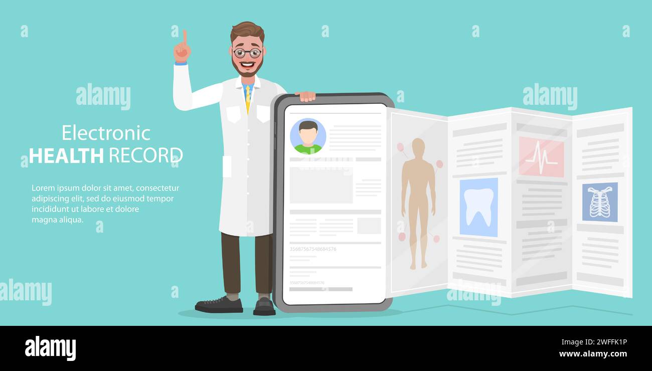 Vector Conceptual Illustration Of Ehr Electronic Health Record Electronically Stored Patient