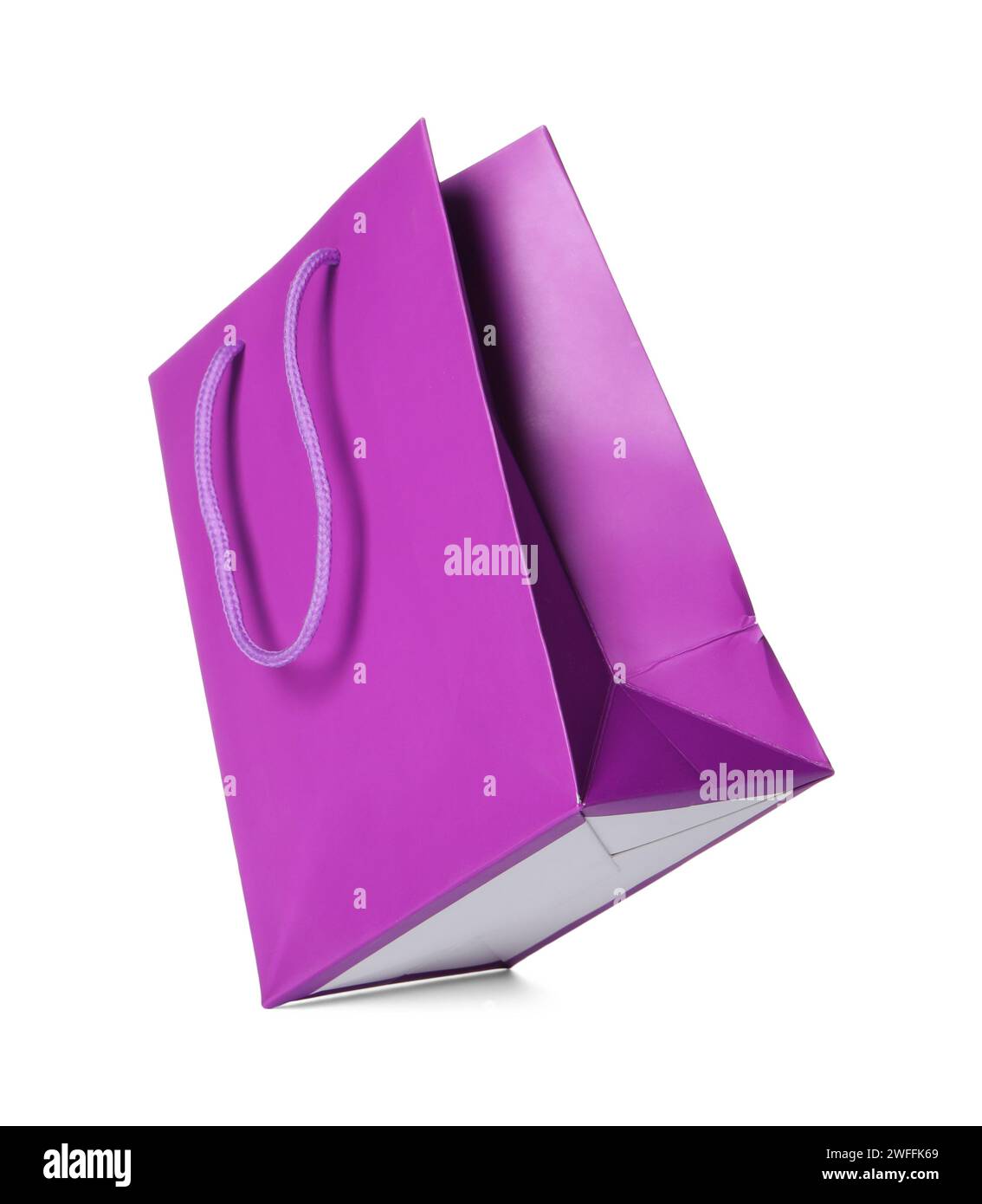 One violet shopping bag isolated on white Stock Photo - Alamy