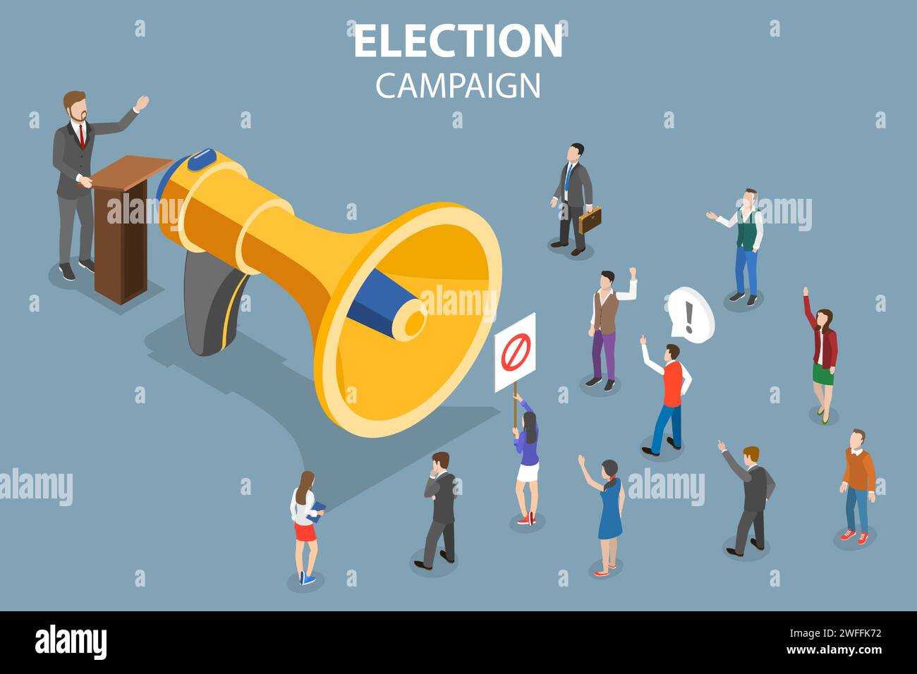 3D Isometric Flat Vector Conceptual Illustration of Election Campaign ...