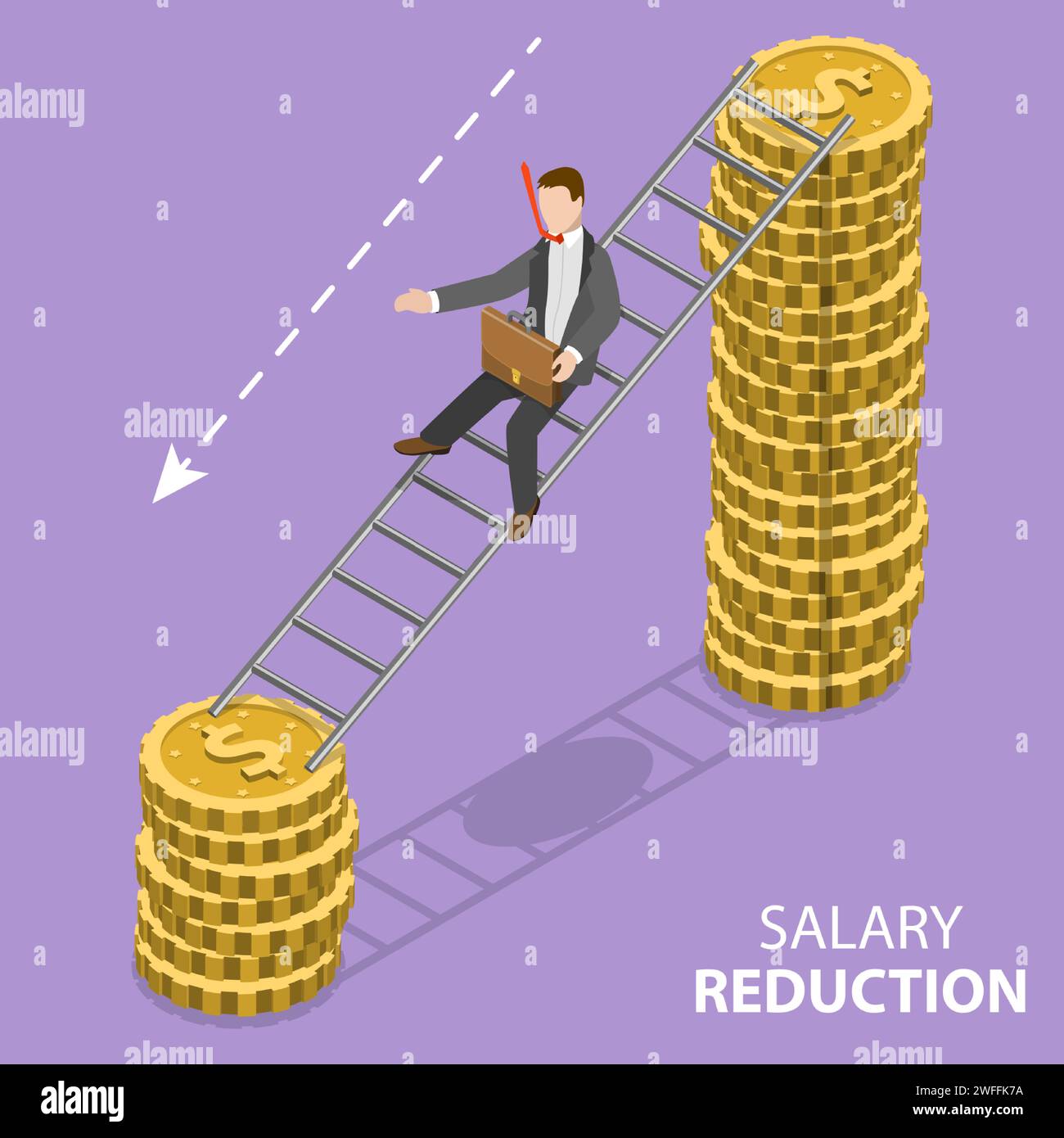 3D Isometric Flat Vector Conceptual Illustration of Pay Cut, Salary ... 3D Isometric Flat Vector Conceptual Illustration of Pay Cut, Salary ...