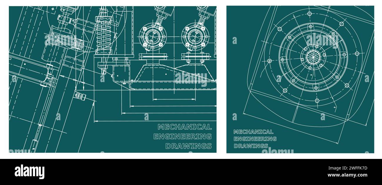Instrument-making drawings. Engineering illustration set. Computer ...