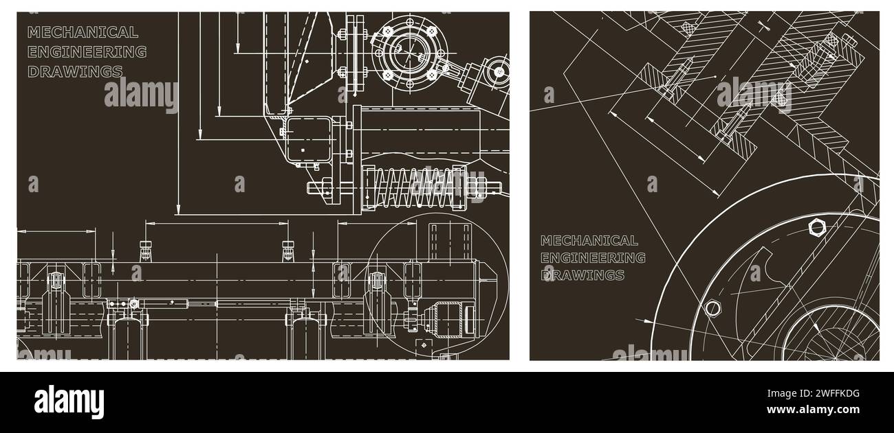 Mechanical engineering drawing. Engineering set. Cover flyer Stock ...