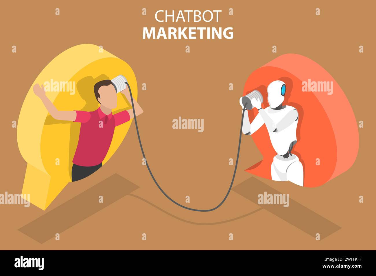 3D Isometric Flat Vector Conceptual Illustration of AI Chatbot, Messenger Chat Robot Stock ...