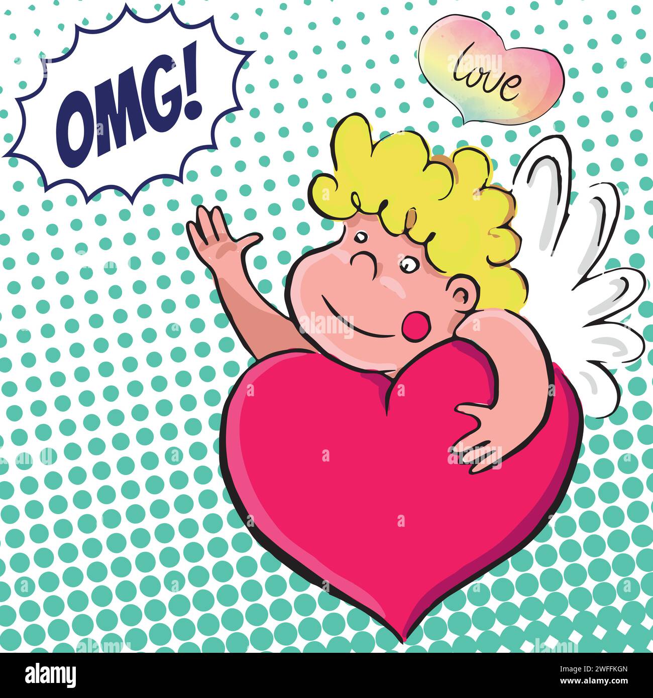 cute cupid love cartoon pop art style vector image Stock Vector Image ...