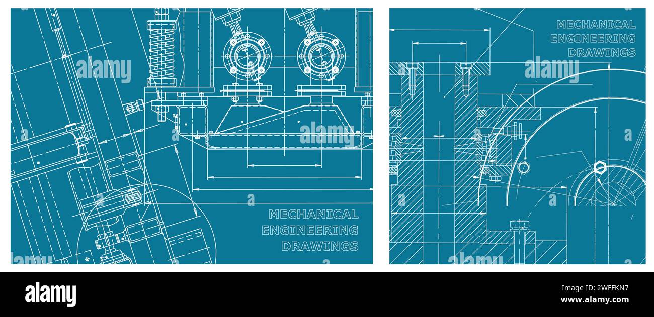 Engineering illustration set. Cover, flyer, banner, background ...