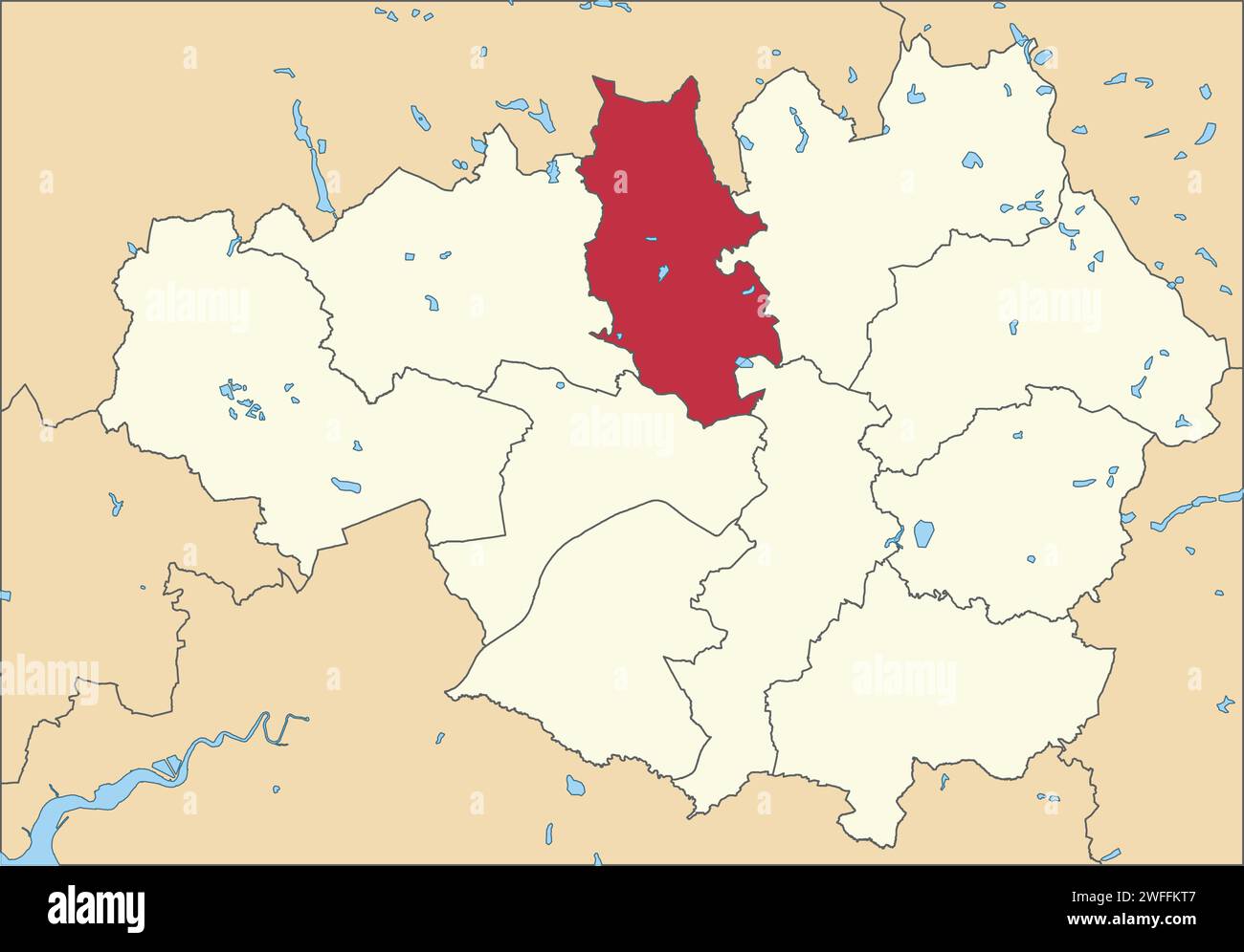 Red location map of the METROPOLITAN BOROUGH OF BURY, GREATER ...