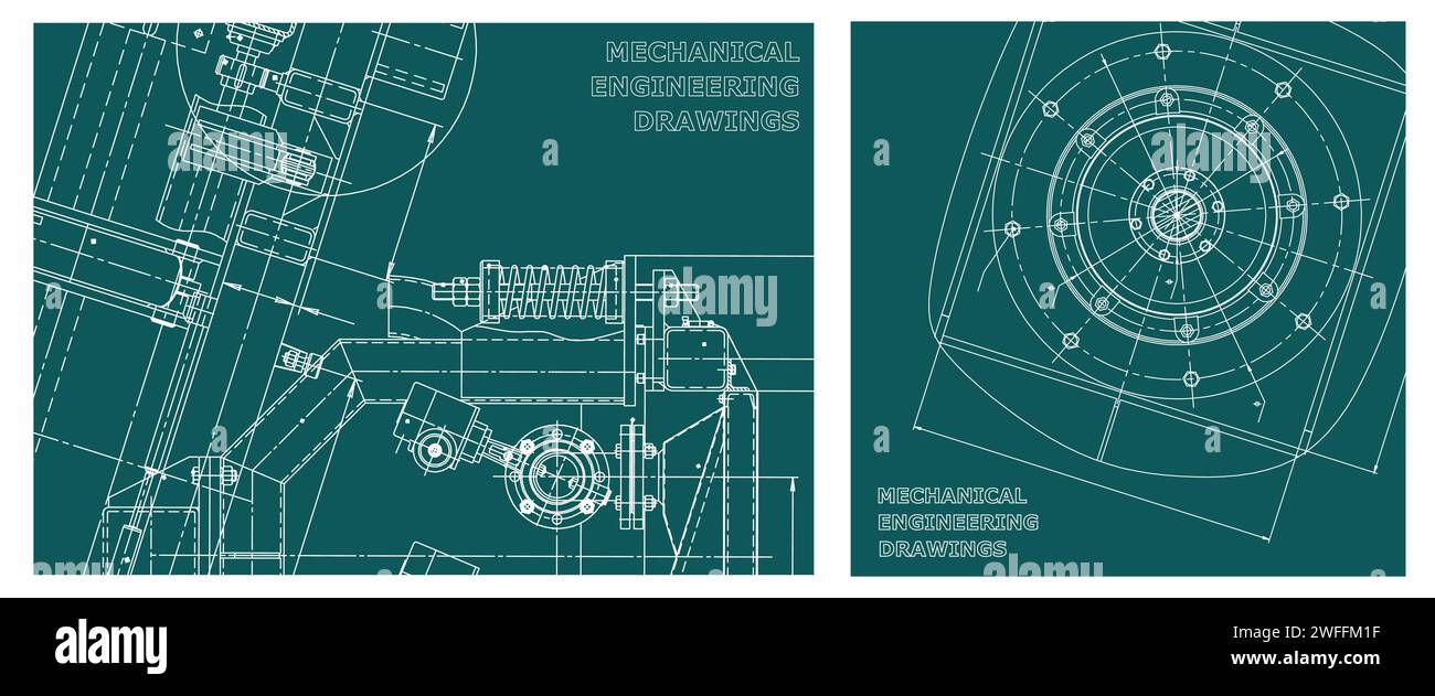 Instrument-making drawings. Engineering illustration set. Computer ...