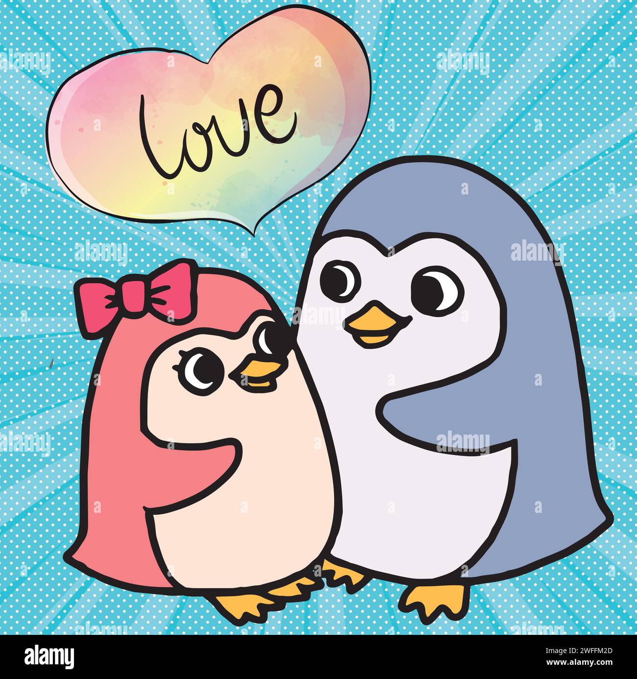 Penguin love pop art style Valentines day pop art Stock Vector Image ...