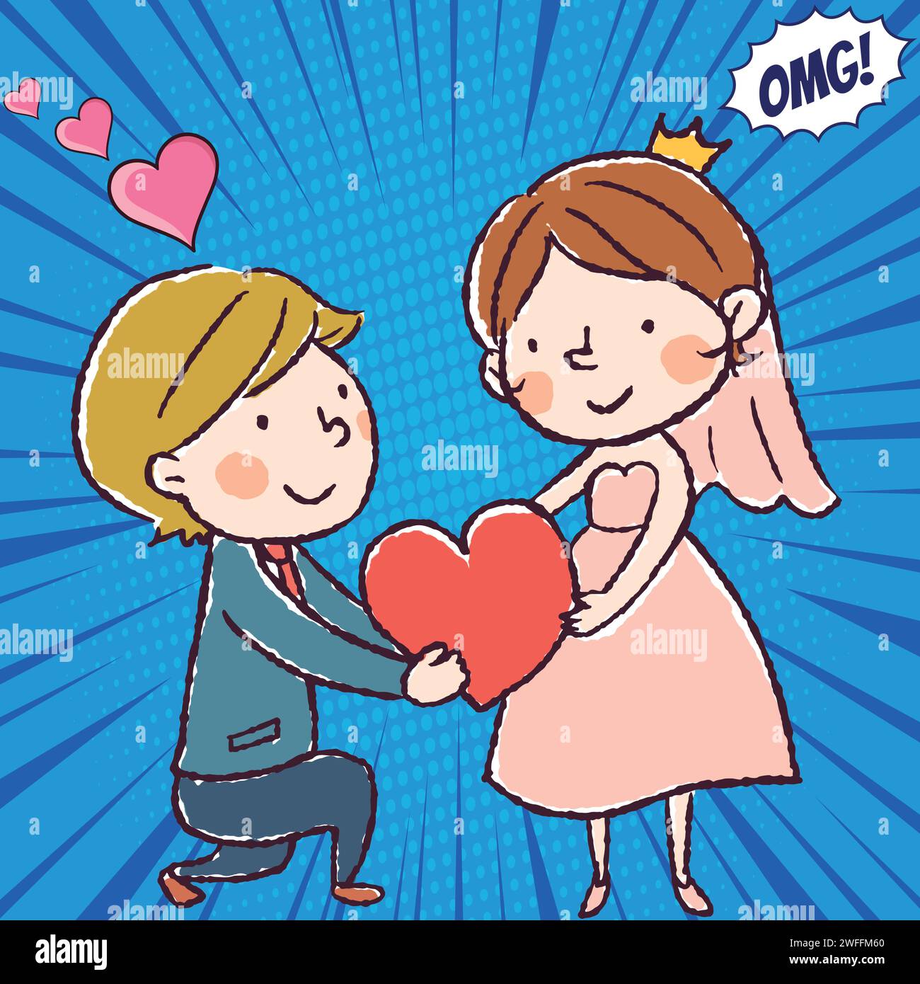 Couple Love Valentines Day Pop Art Style Vector Image Stock Vector Image And Art Alamy