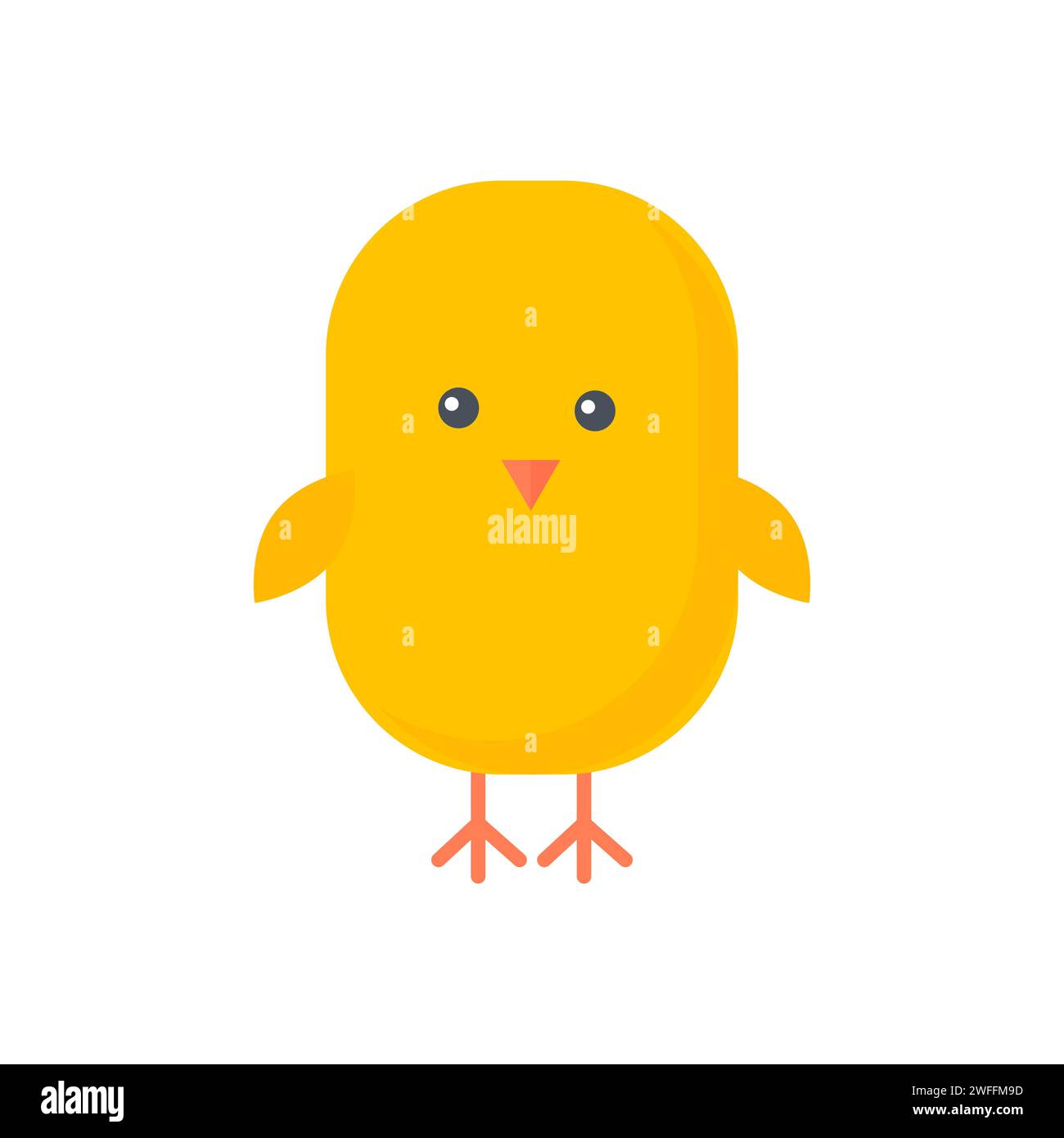 Cute chicken, childish simple yellow chick character with funny face ...