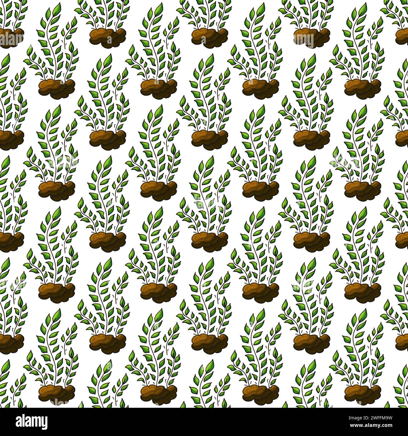 Algae. Creative marine seamless pattern. Pattern in hand draw style ...