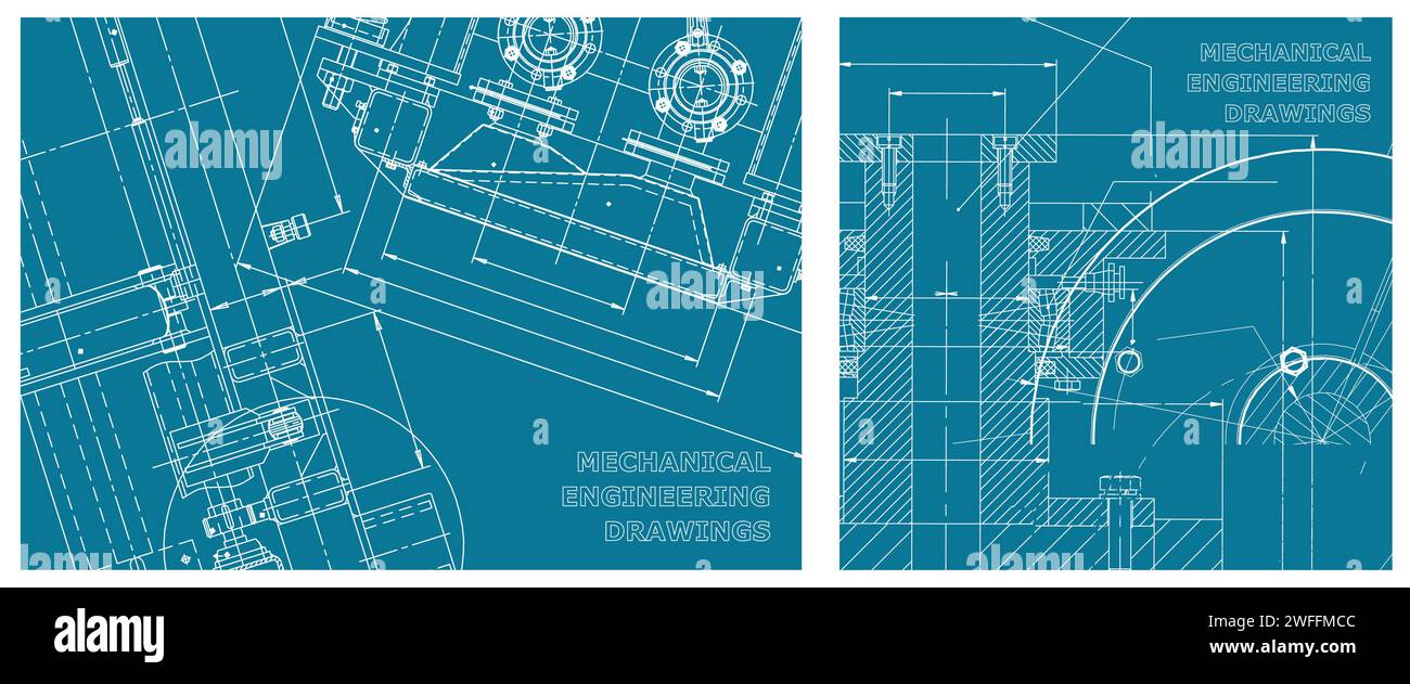Engineering illustration set. Cover, flyer, banner, background ...