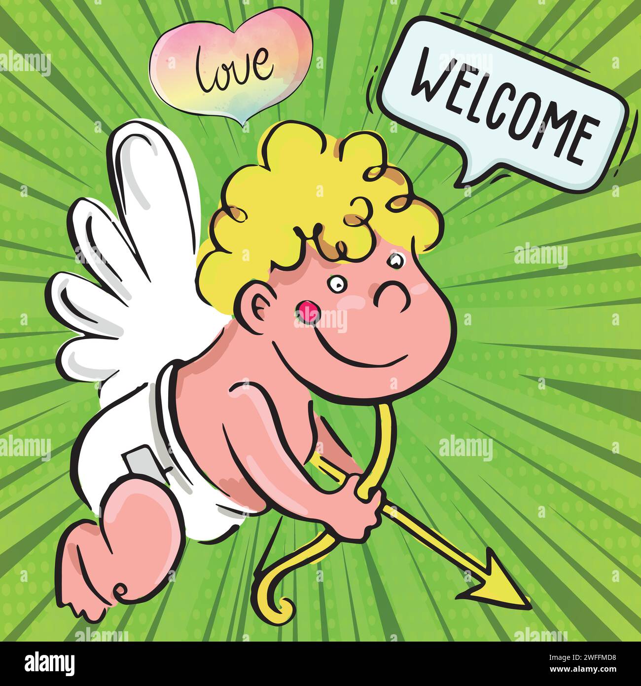 cute cupid love cartoon pop art style vector image Stock Vector Image ...