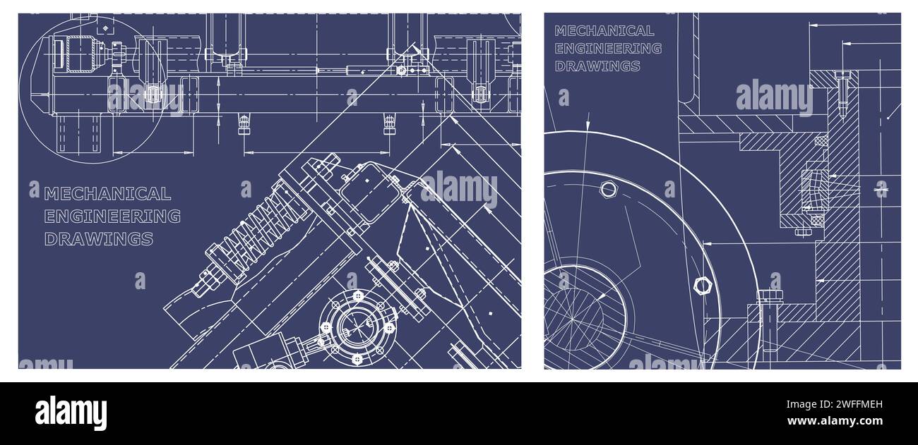 Computer aided design systems. Engineering illustration set. Technical ...