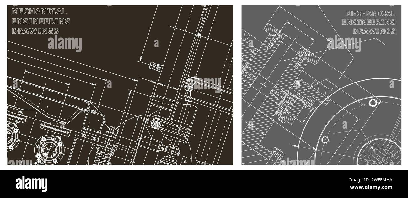 Engineering illustration set. Cover, flyer, banner, background ...