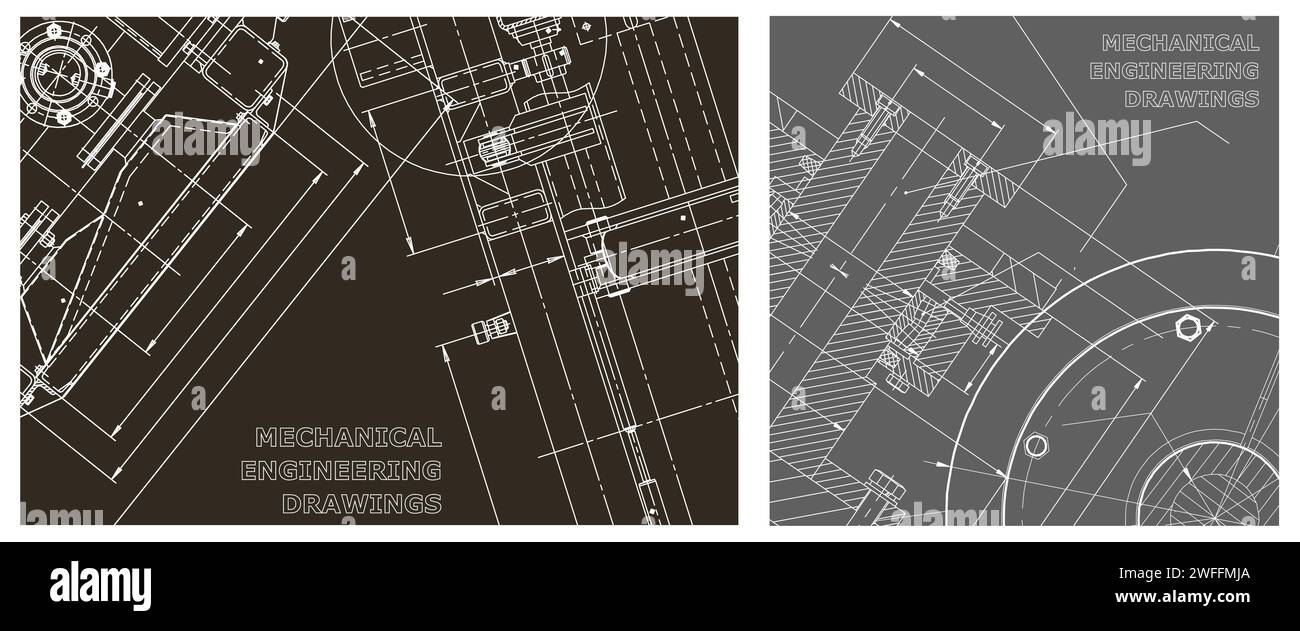 Engineering illustration set. Cover, flyer, banner, background ...
