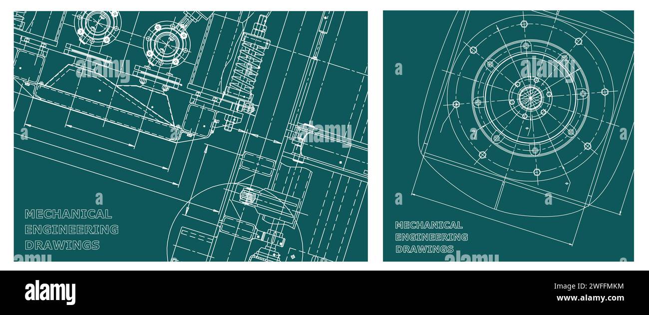Engineering illustration set. Instrument-making drawings. Computer ...