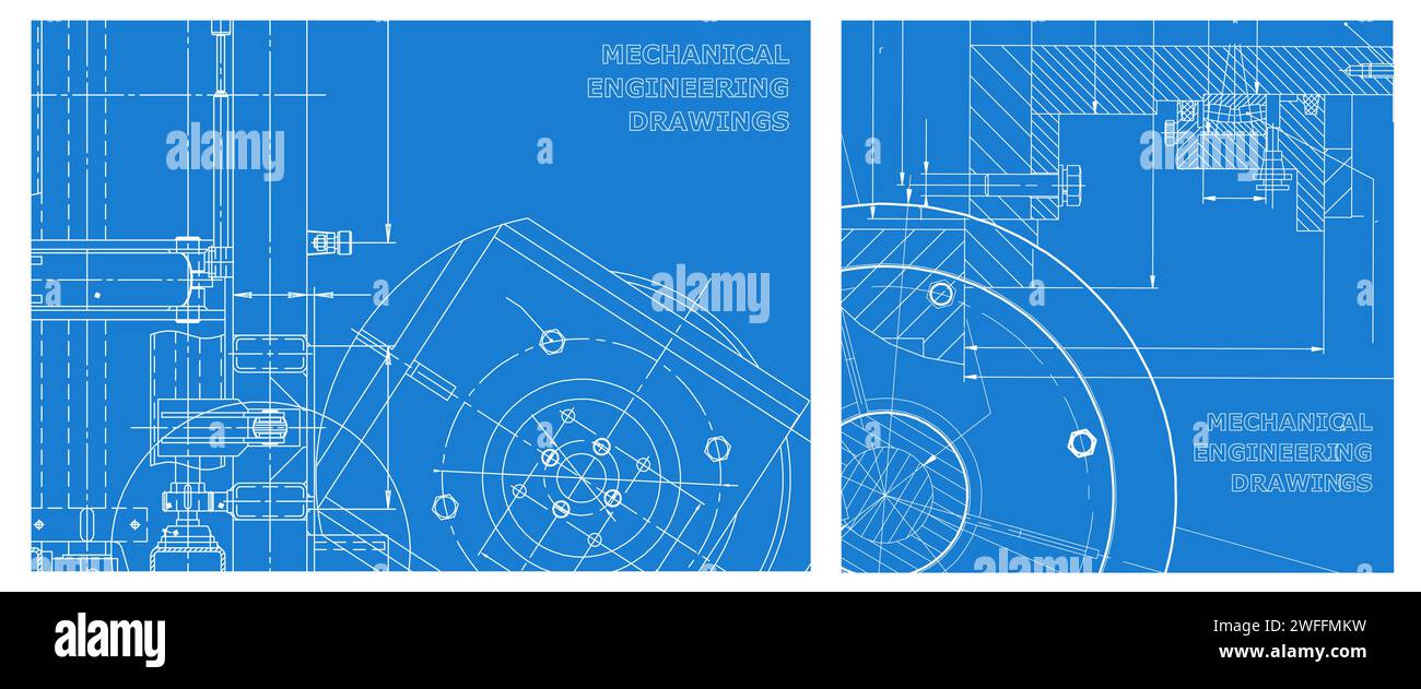 Engineering illustration set. Mechanical engineering Backgrounds Stock ...