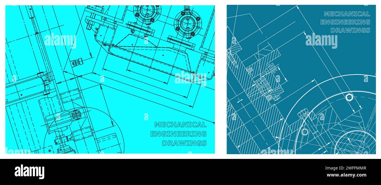 Engineering illustration set. Cover, flyer, banner, background ...
