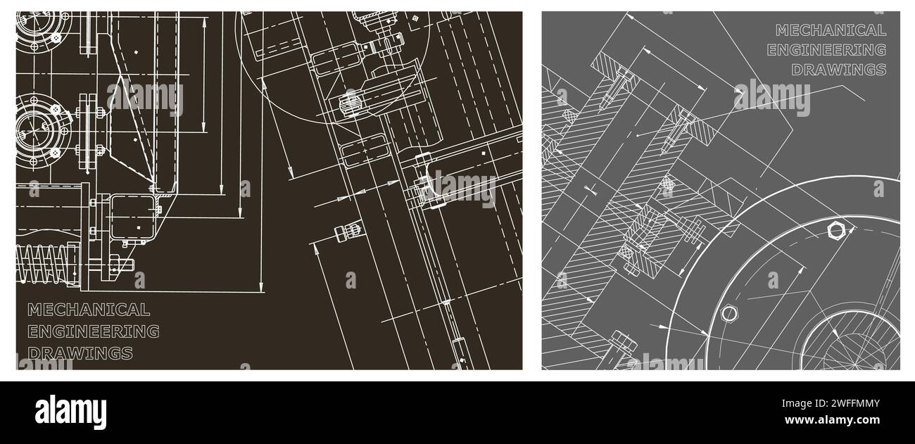 Engineering illustration set. Cover, flyer, banner, background ...