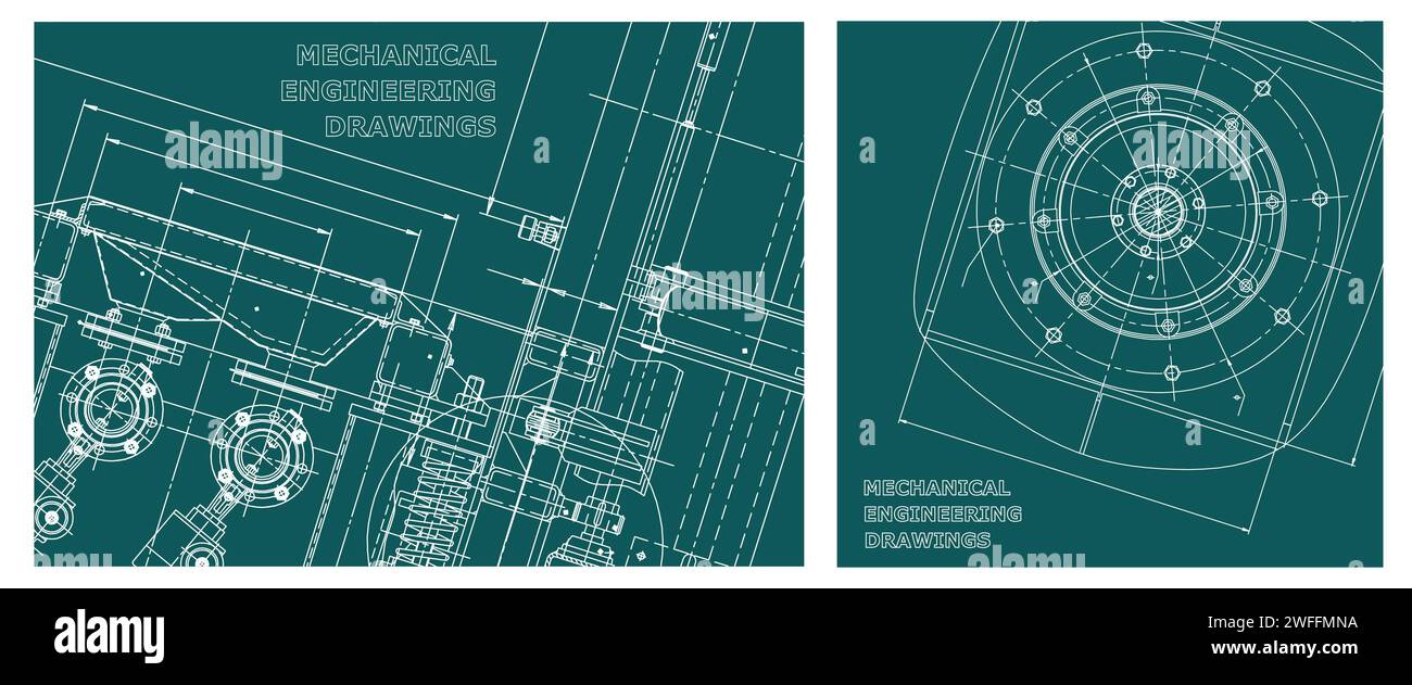 Instrument-making drawings. Engineering illustration set. Computer ...