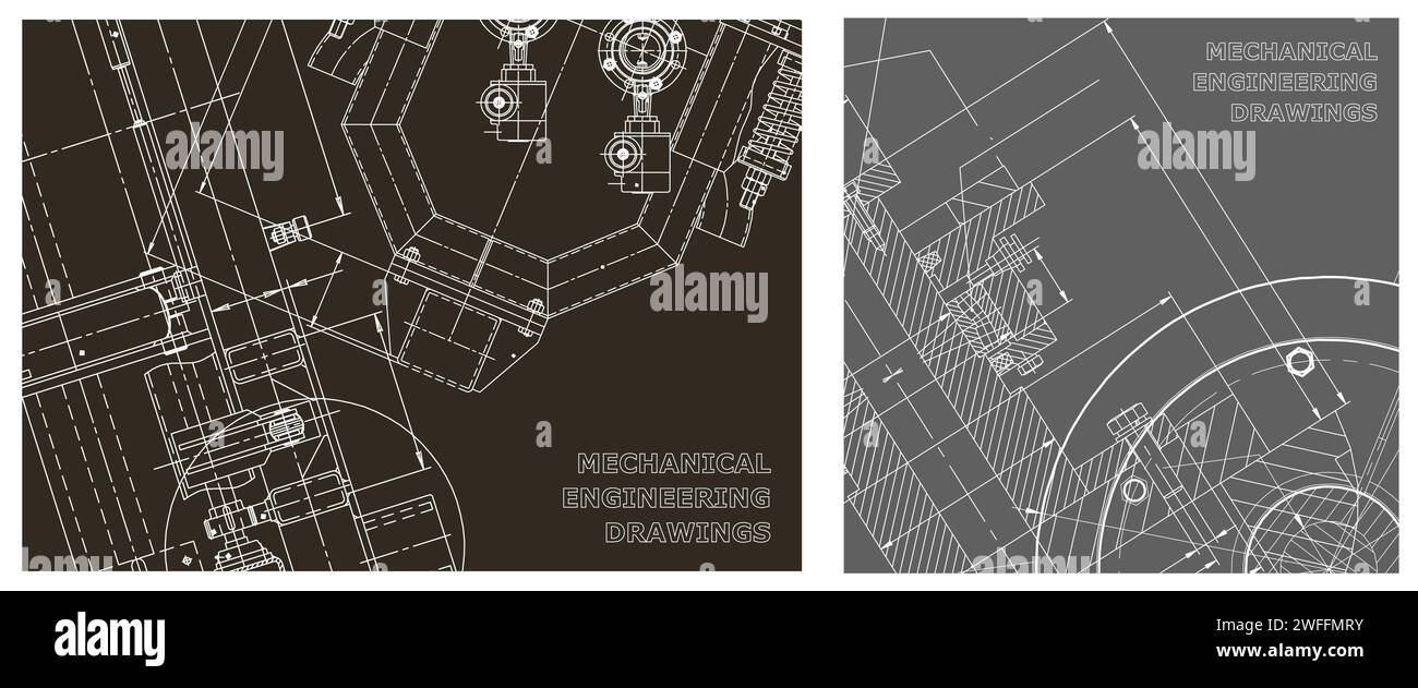 Engineering illustration set. Cover, flyer, banner, background ...